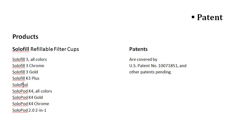 patent – Solofill